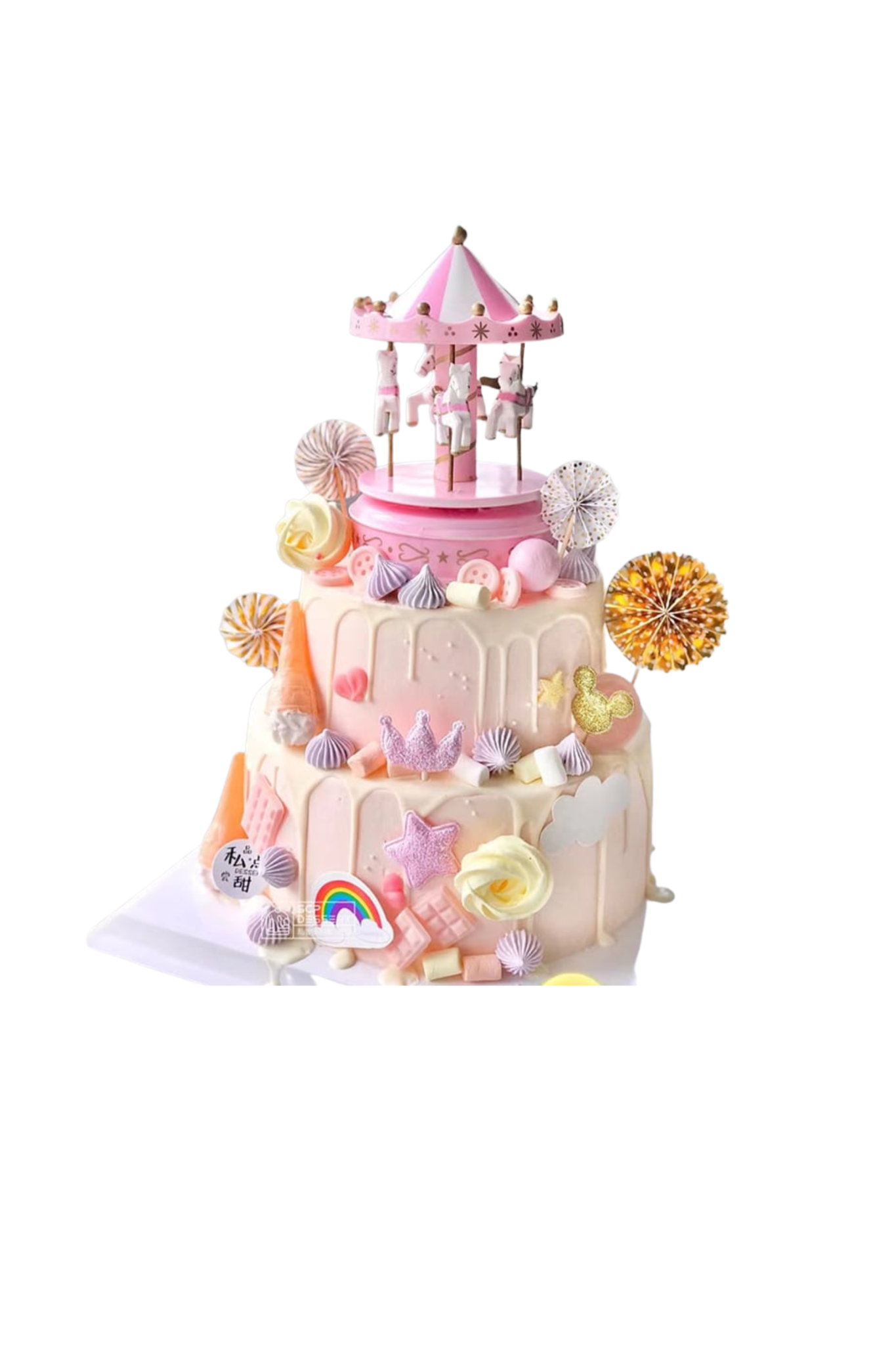 2 Tier Pink Carousel Candyland - The bakers formulae